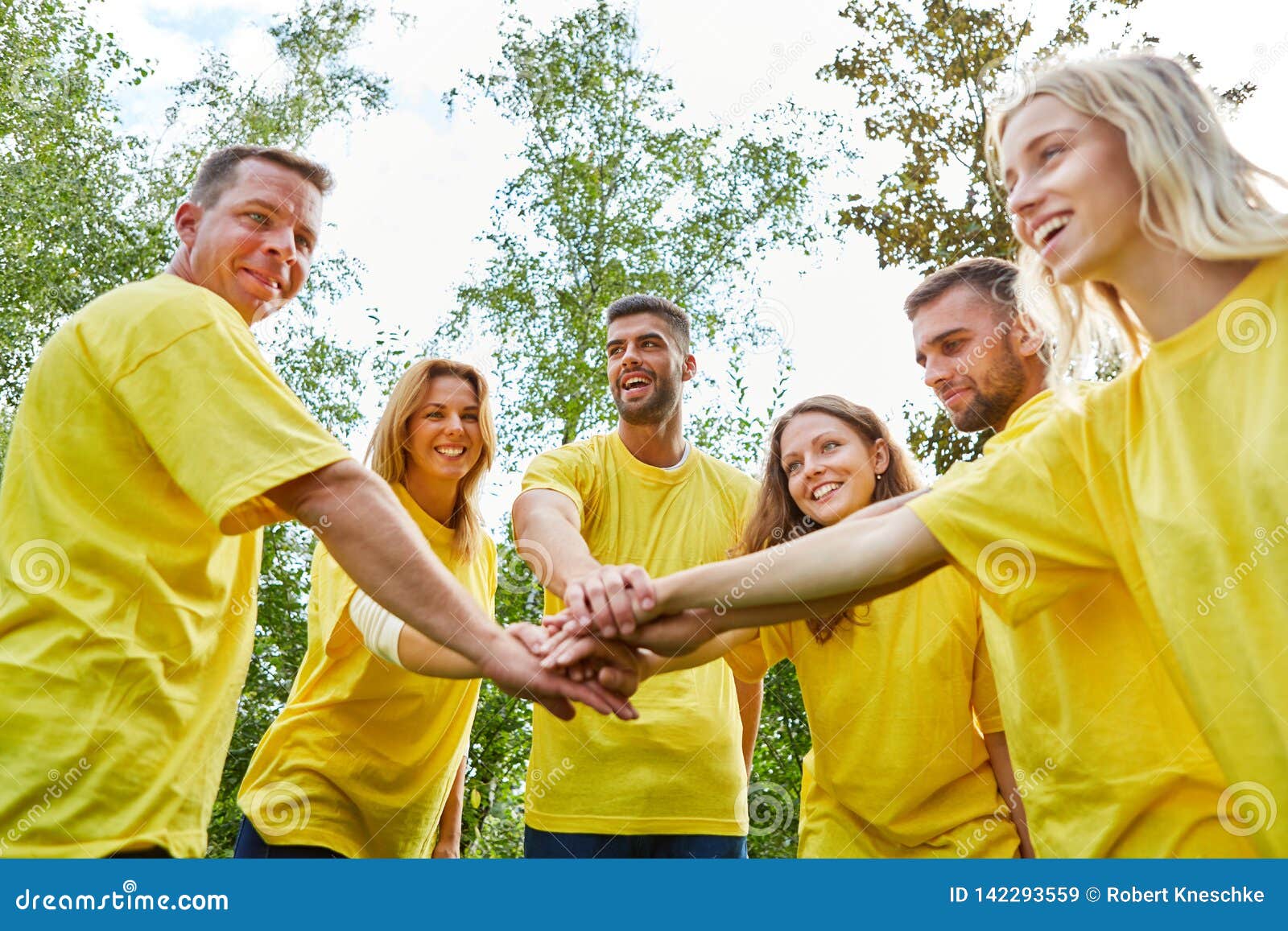 Team Does an Exercise To Strengthen Team Spirit Stock Image - Image of ...