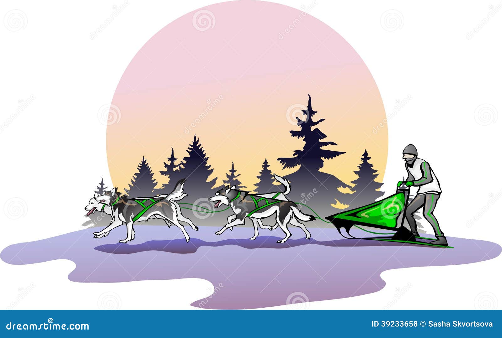 Team of Dogs Against a Landscape Stock Vector - Illustration of ...