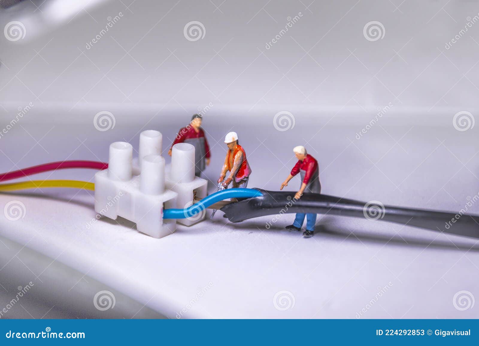 Team of Electrical Workers at Work Stock Image - Image of cable, clamp ...