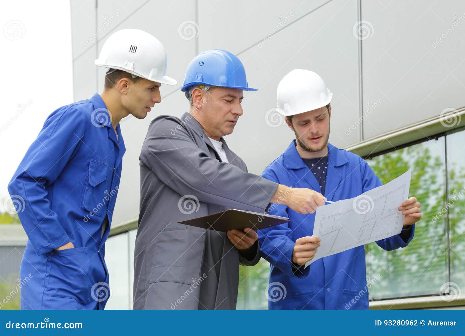 Team Electricians at Construction Site Stock Photo - Image of ...