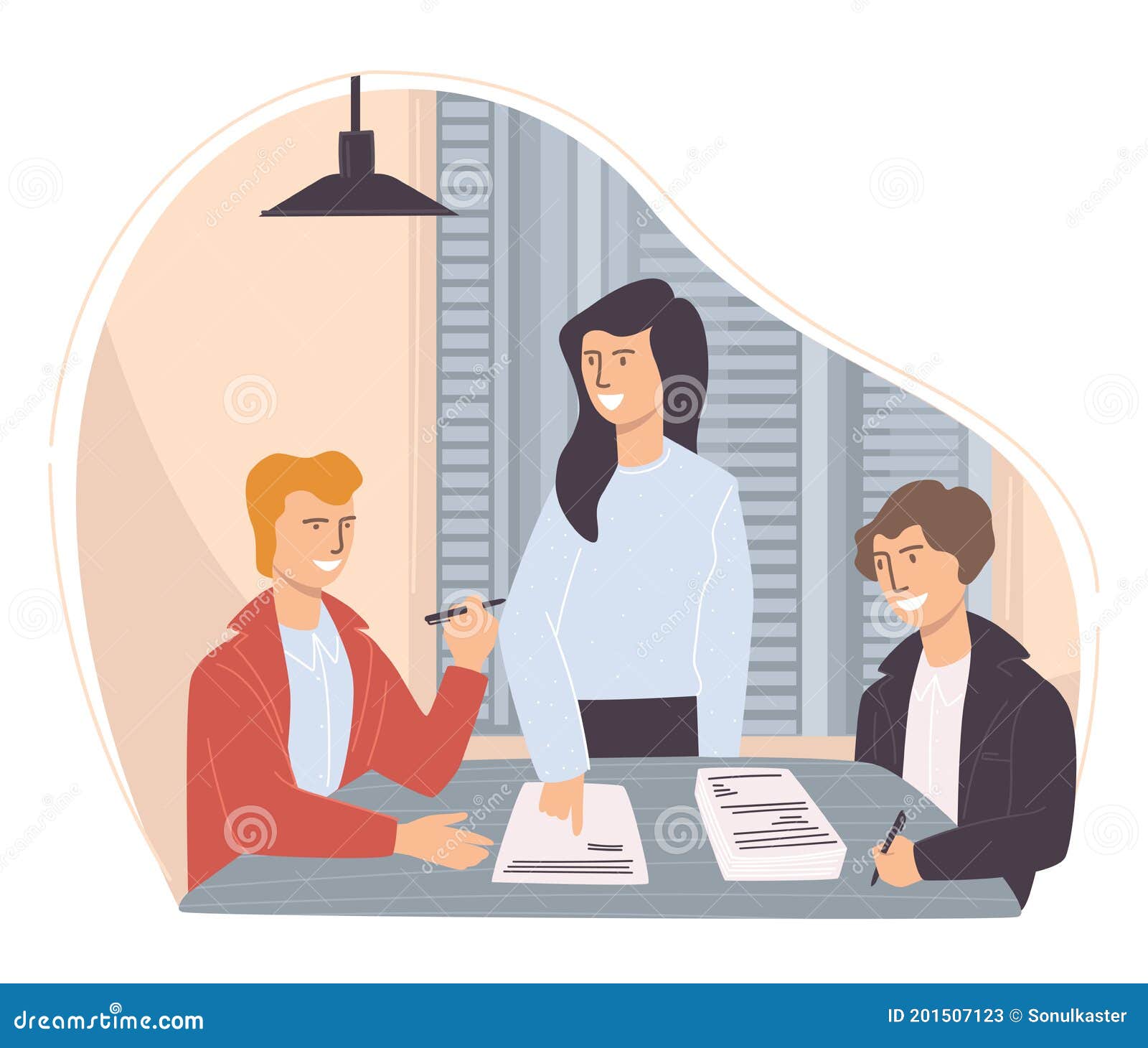 Team of Employees Thinking on Project Development Stock Vector ...