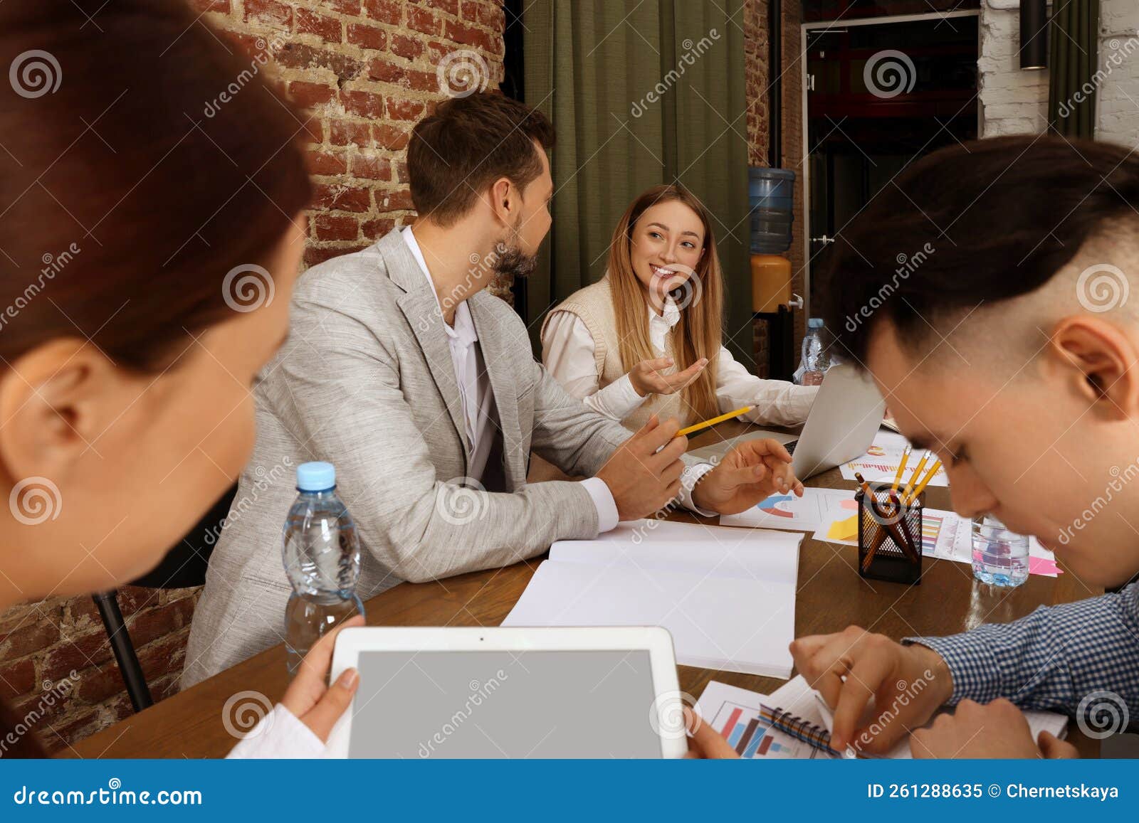 Team of Employees Working Together in Office Stock Image - Image of ...