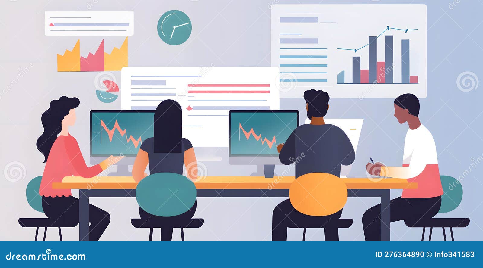 A Team of Employees Working on a Project Using Online Col One Created ...