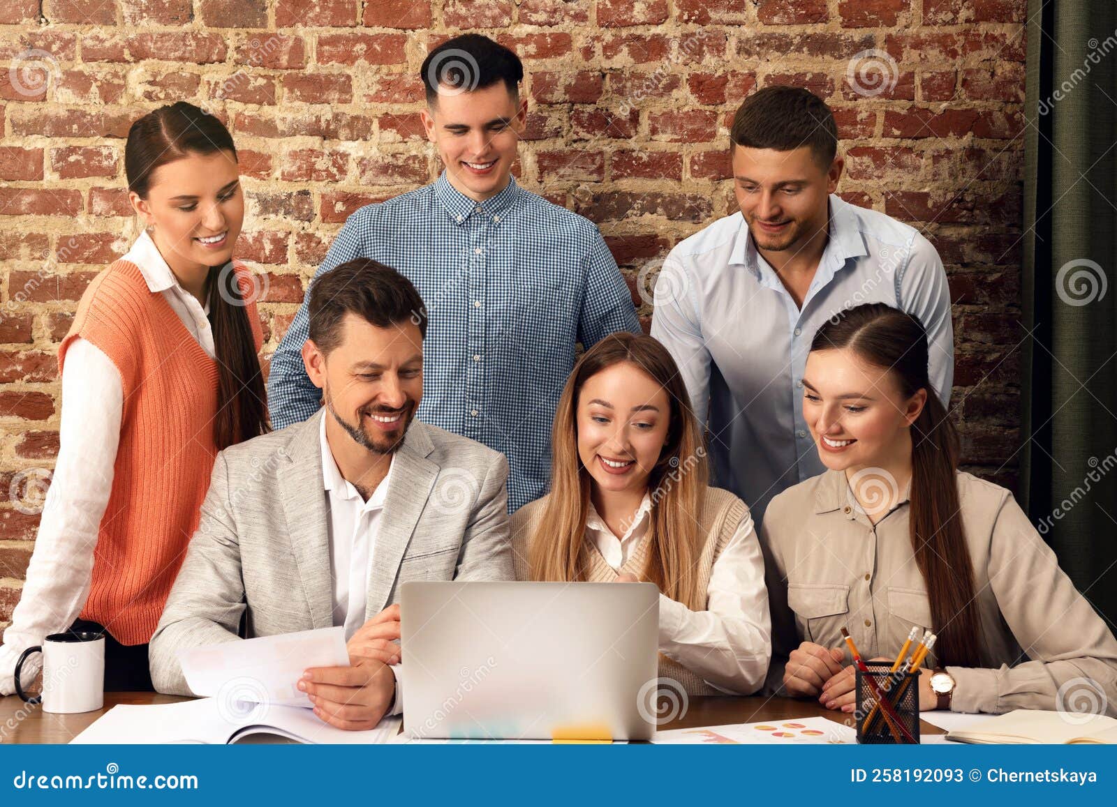 Team of Employees Working Together in Office Stock Image - Image of ...