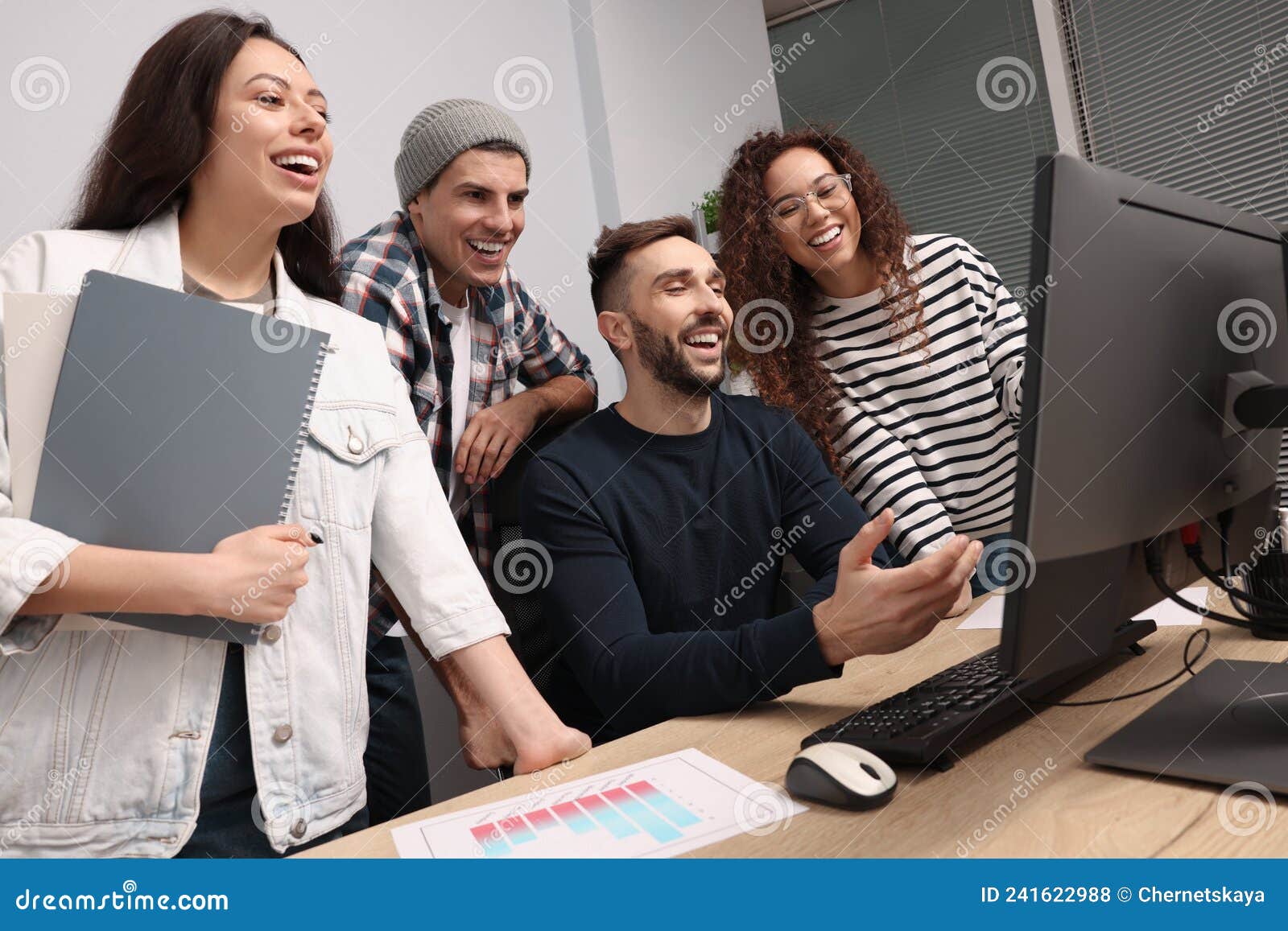 Team of Employees Working Together in Office. Startup Project Stock ...