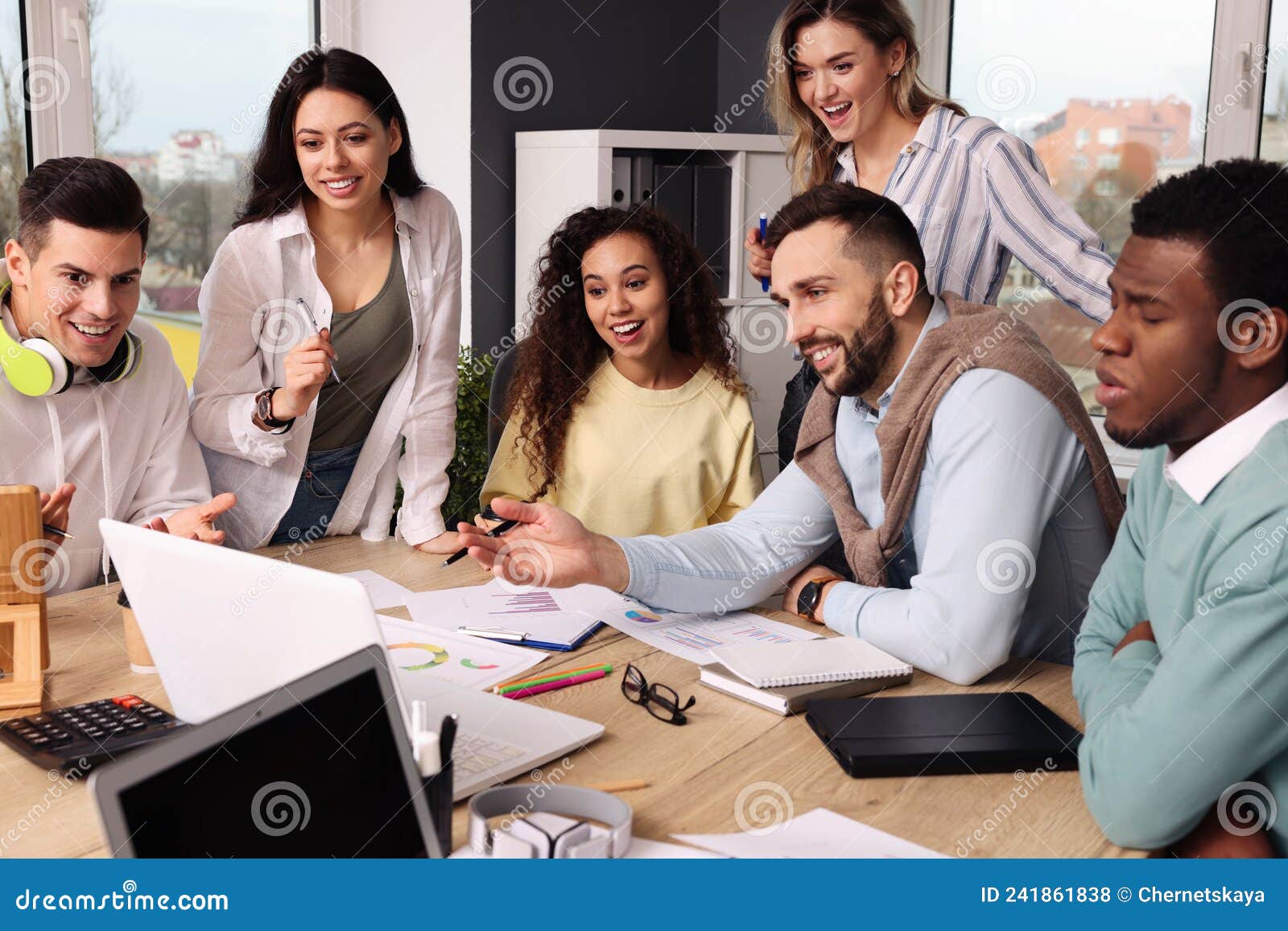 Team of Employees Working Together in Office. Startup Project Stock ...