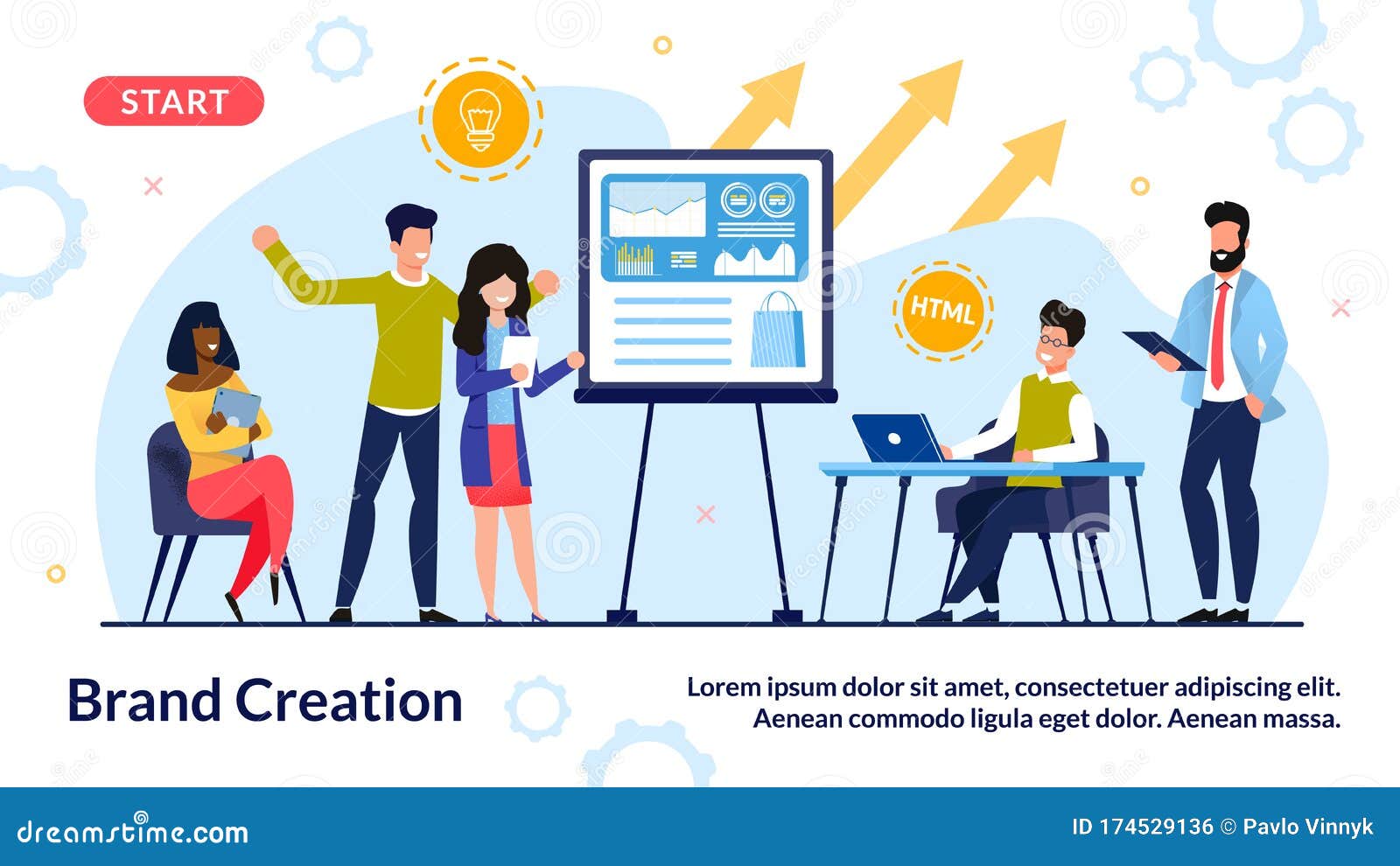 Team Engaged in Brand Creation Process in Office Stock Vector ...