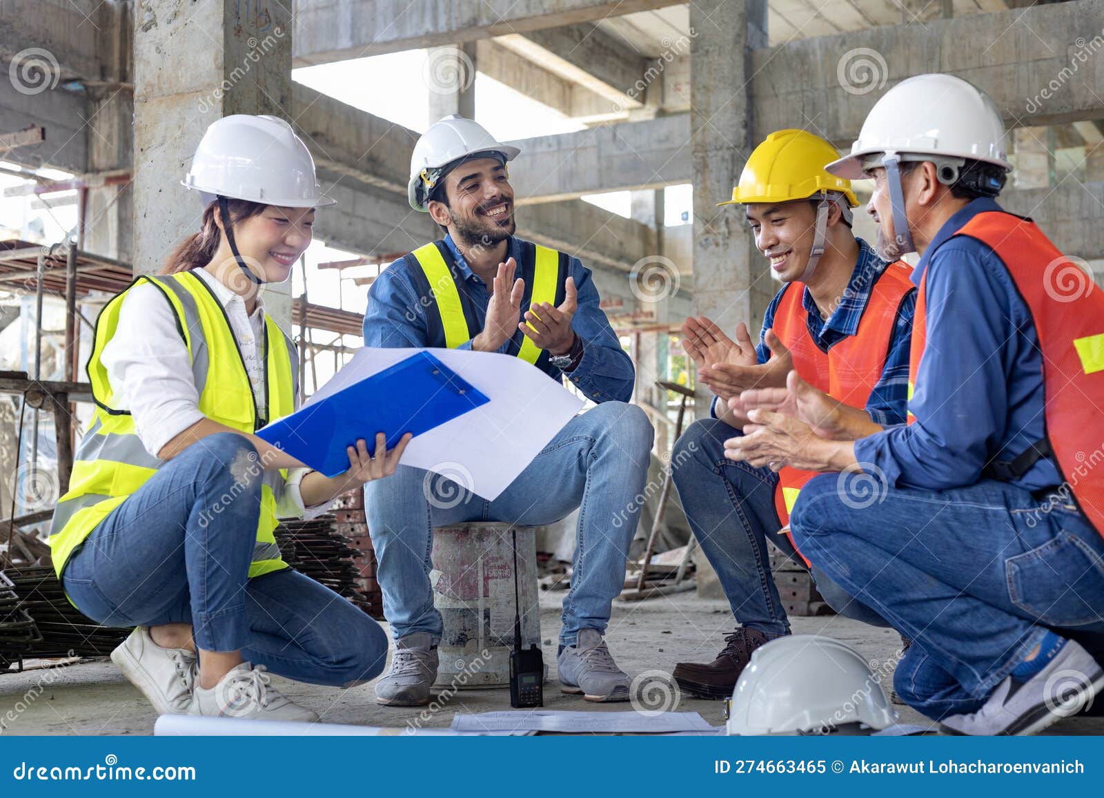 Team of Engineer, Architect, Contractor and Foreman Meeting and ...