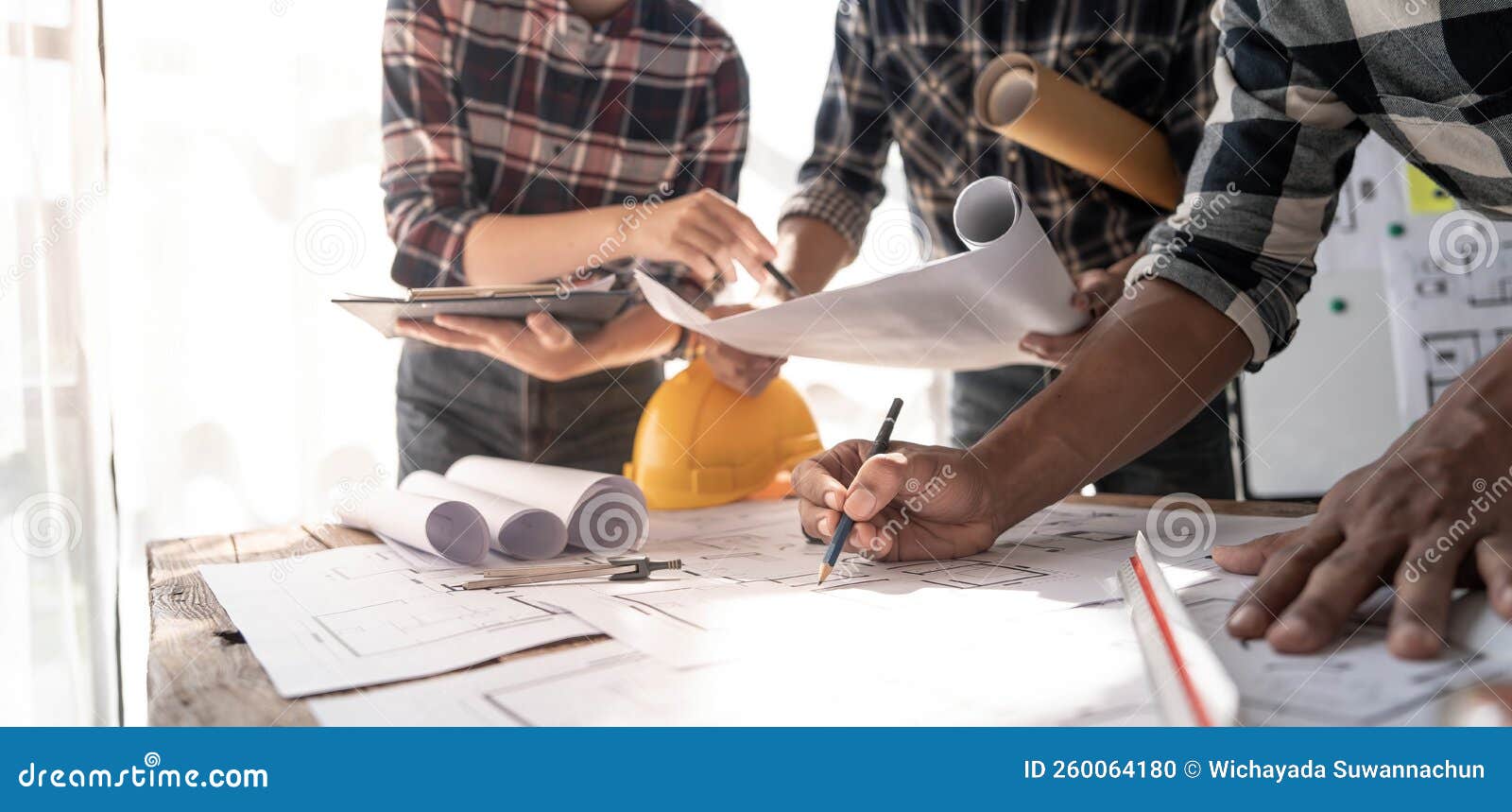 Team of Engineer and Architects Working Join Hands To Build Successful ...