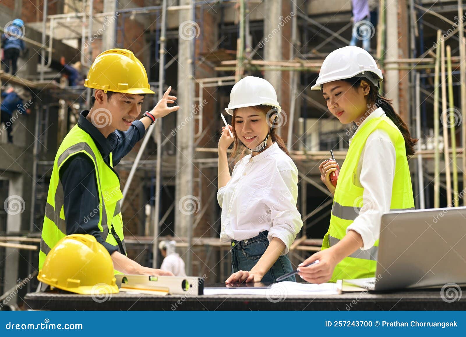 Team of Engineer Discussing Work Plan, Industrial Building Design ...