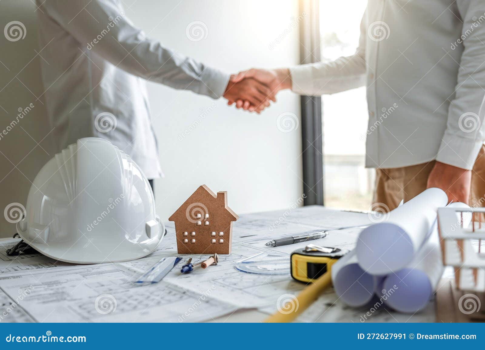 Team Engineer Drawing Graphic Planning and Meeting for Architectural ...