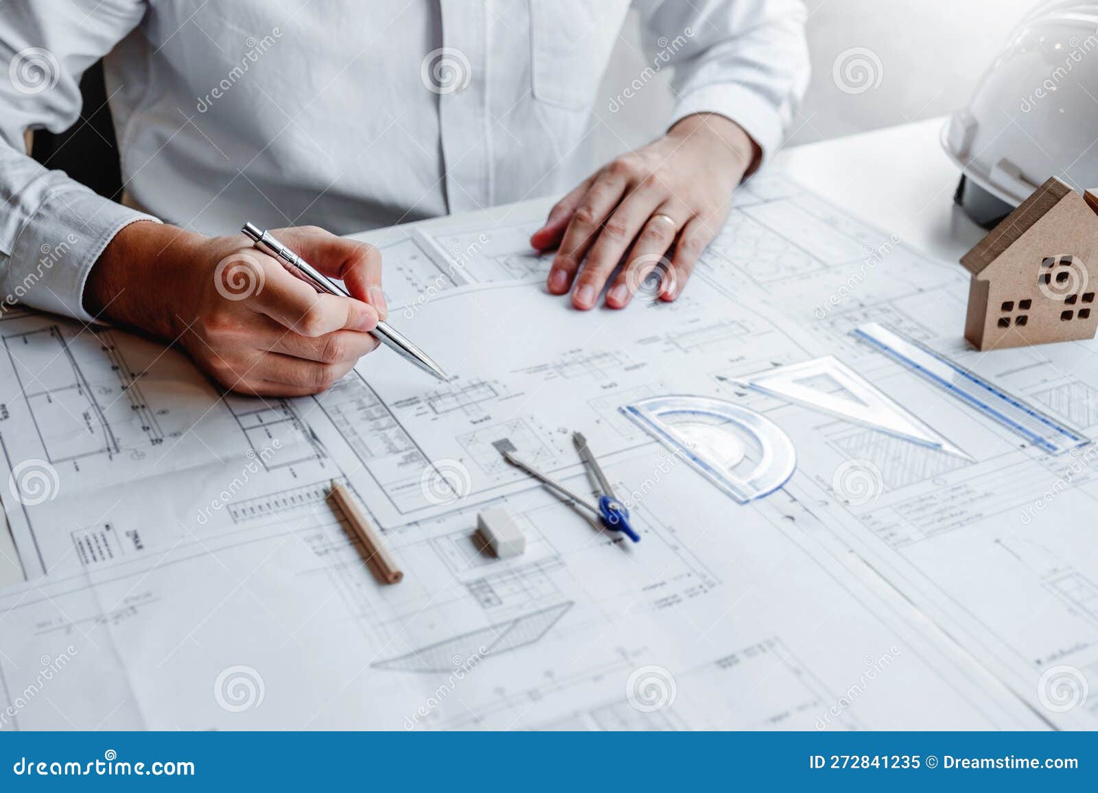 Team Engineer Drawing Graphic Planning and Meeting for Architectural ...