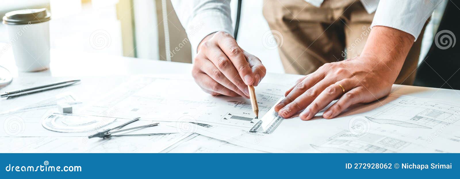 Team Engineer Drawing Graphic Planning and Meeting for Architectural ...