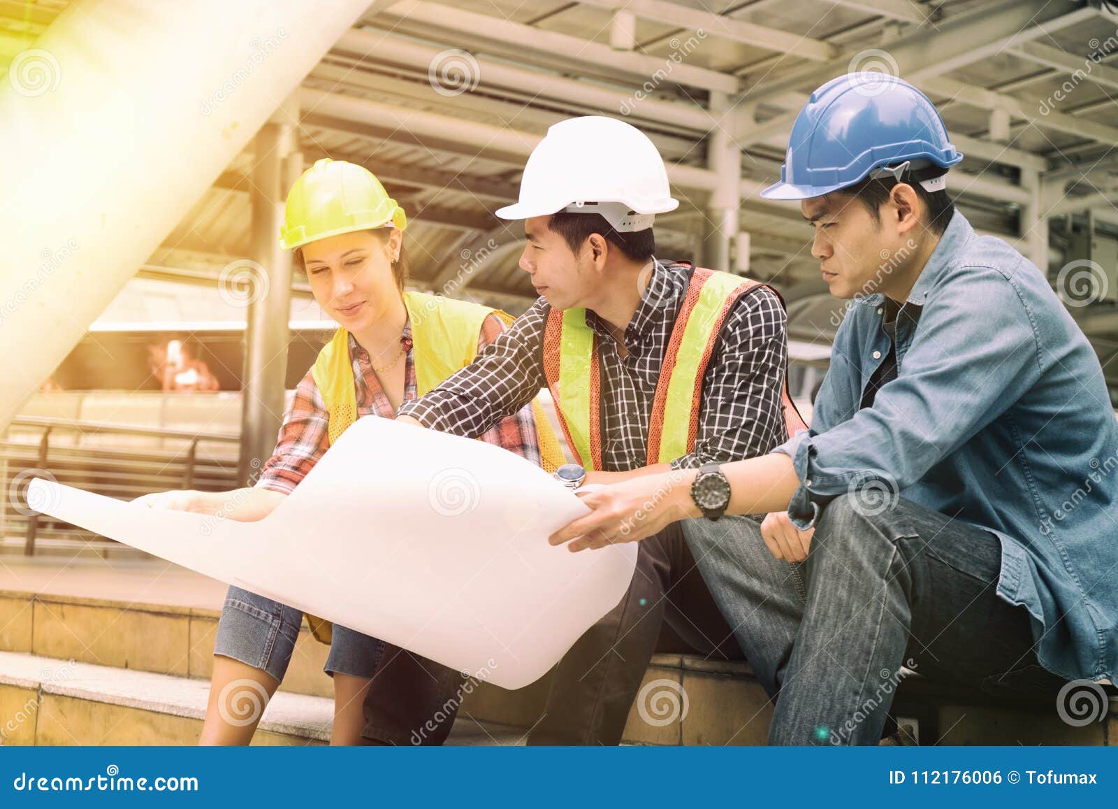 Team of Engineering People on Construction Site Stock Photo - Image of ...