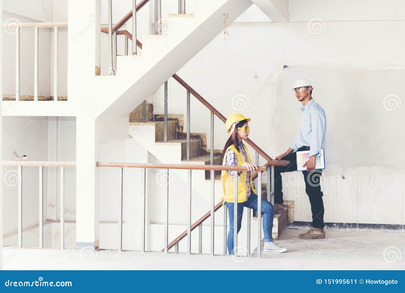 Team Engineering Work Meeting Together in Construction Site Stock Image ...