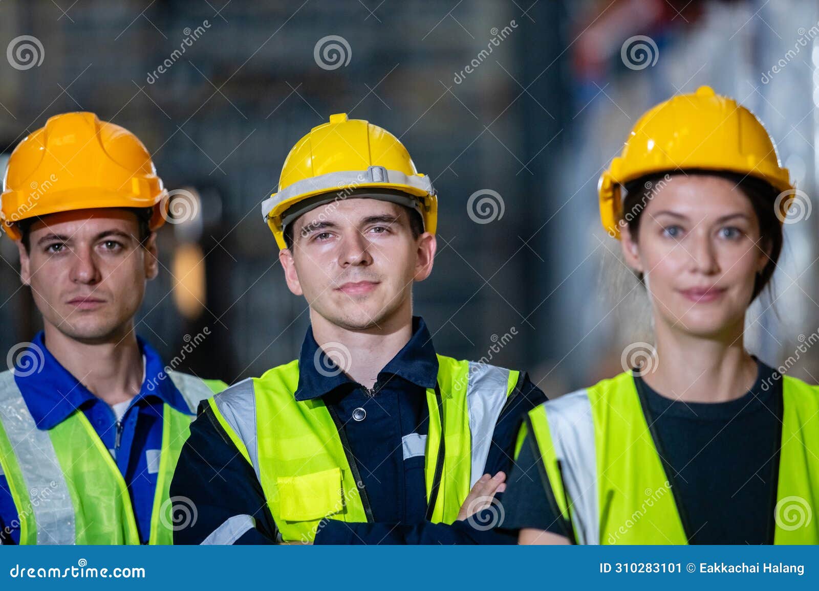 Team Engineering Worker Technician, Workshop Manufacturing, Teamwork in ...