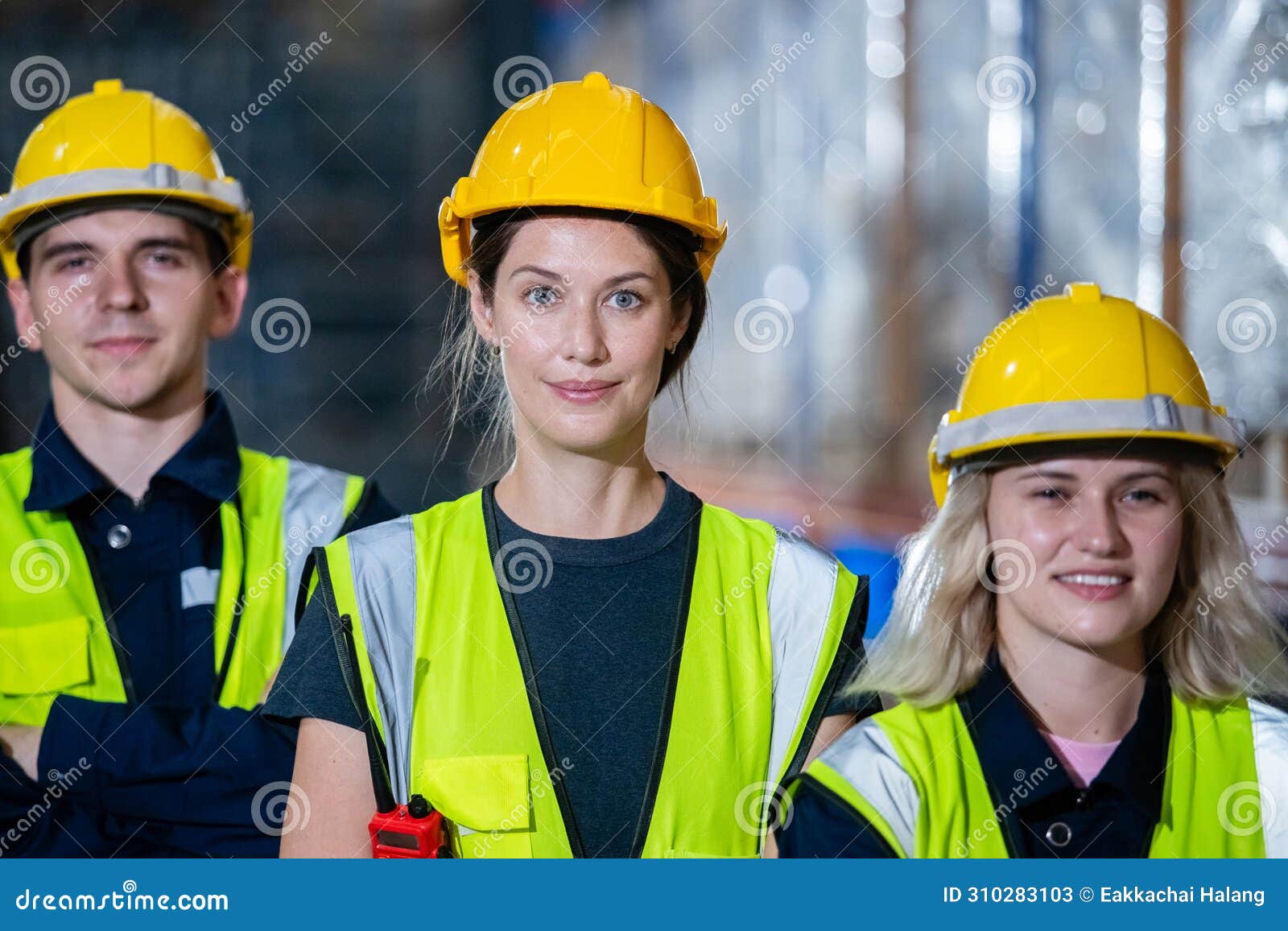 Team Engineering Worker Technician, Workshop Manufacturing, Teamwork in ...