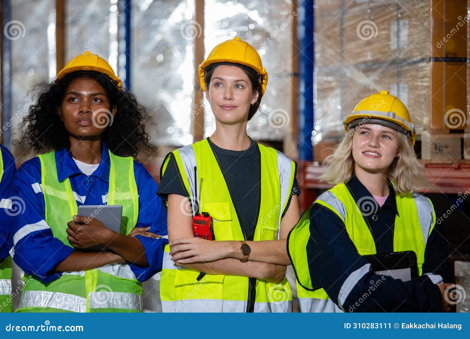 Team Engineering Worker Technician, Workshop Manufacturing, Teamwork in ...