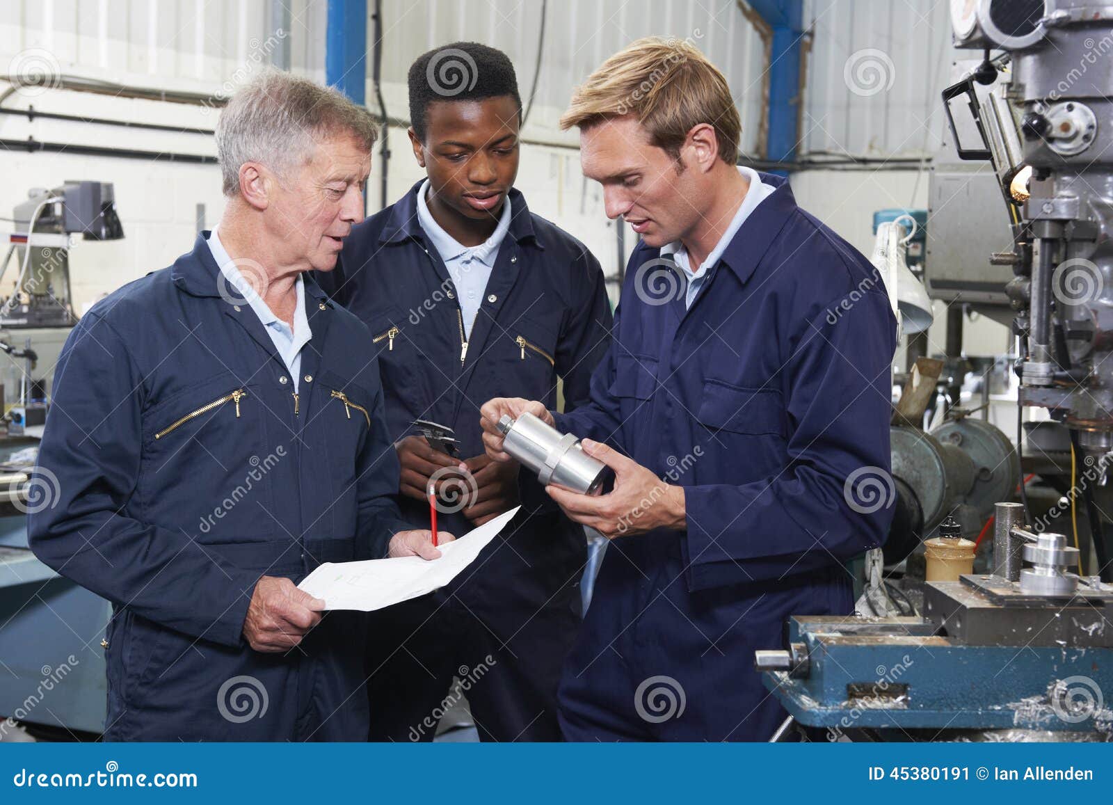 Team of Engineers Having Discussion in Factory Stock Image - Image of ...