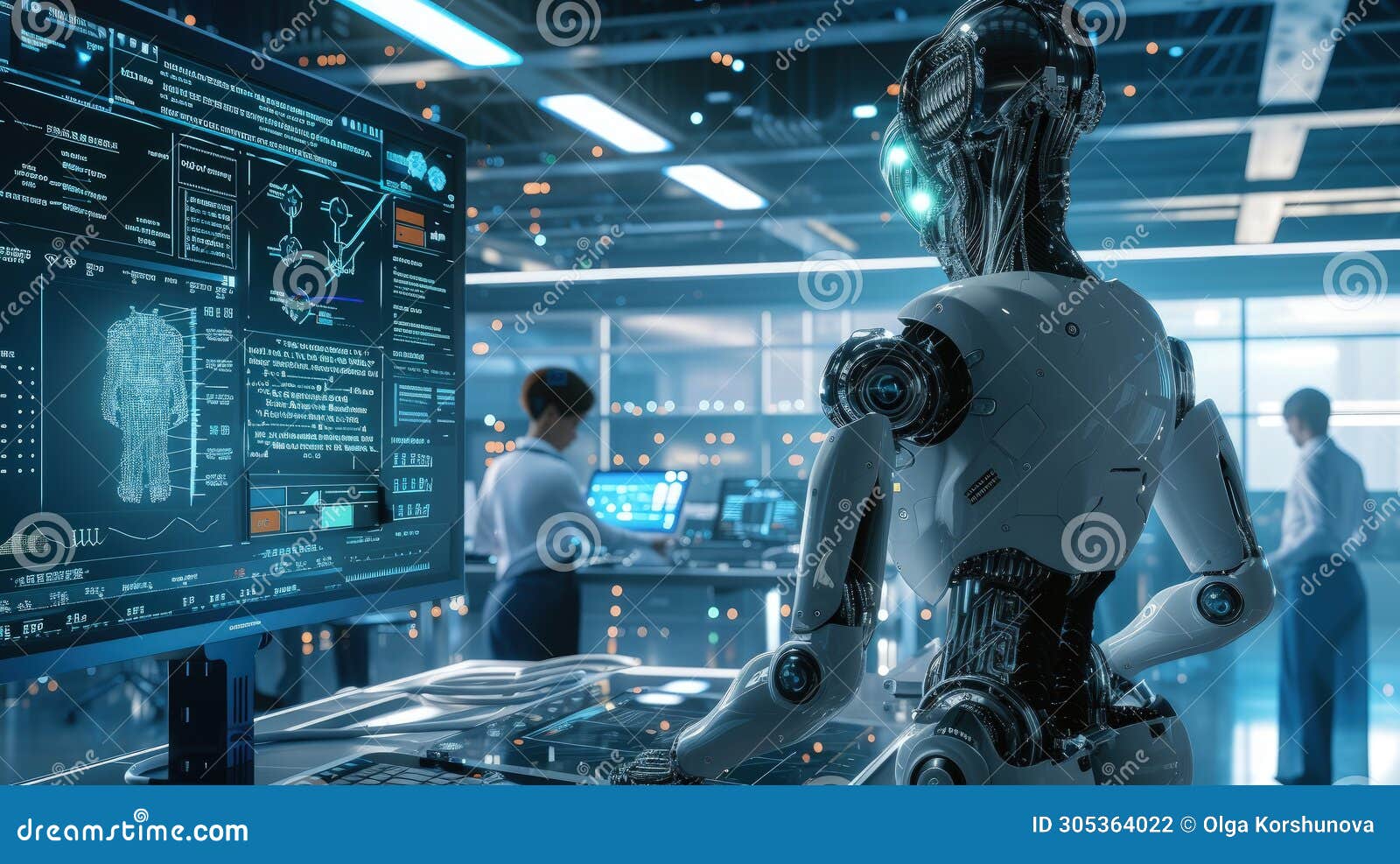 Team of Engineers Innovating in Advanced Robotics Laboratory. Stock ...