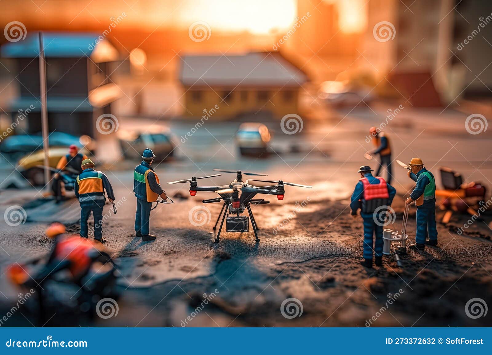 Team of Engineers Inspects the Engines of a Drone. Tiny Workers ...
