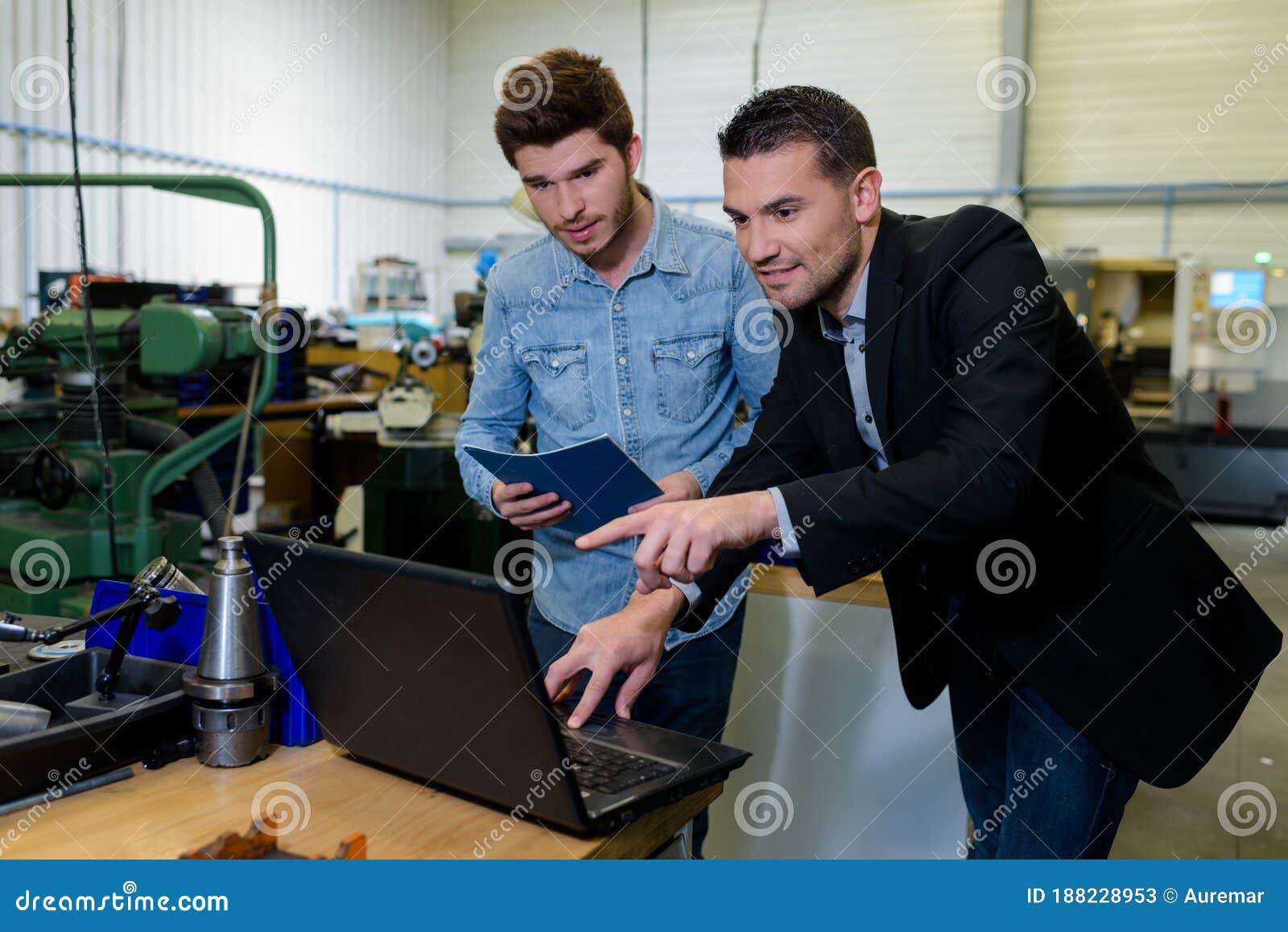 Team engineers with laptop stock image. Image of desk - 188228953