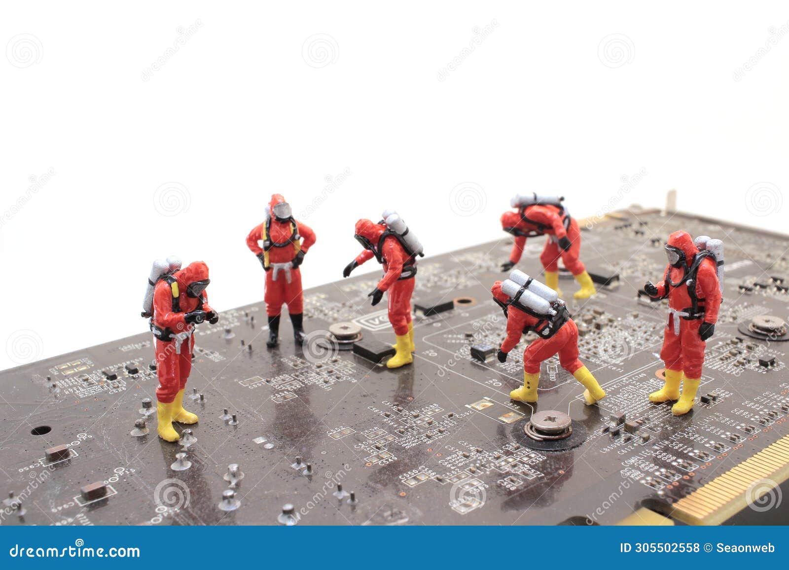 A Team of Engineers Repairing Circuit Board. Computer Repair Concept ...