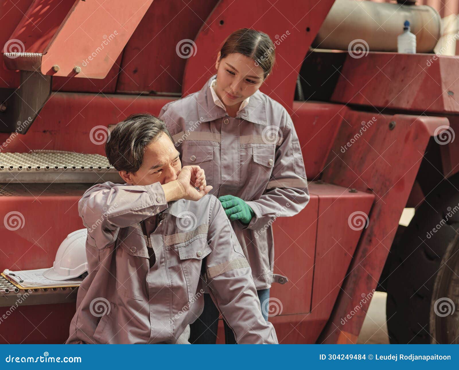 Team of Engineers Resting Relax Time and Drinking Water Stock Photo ...