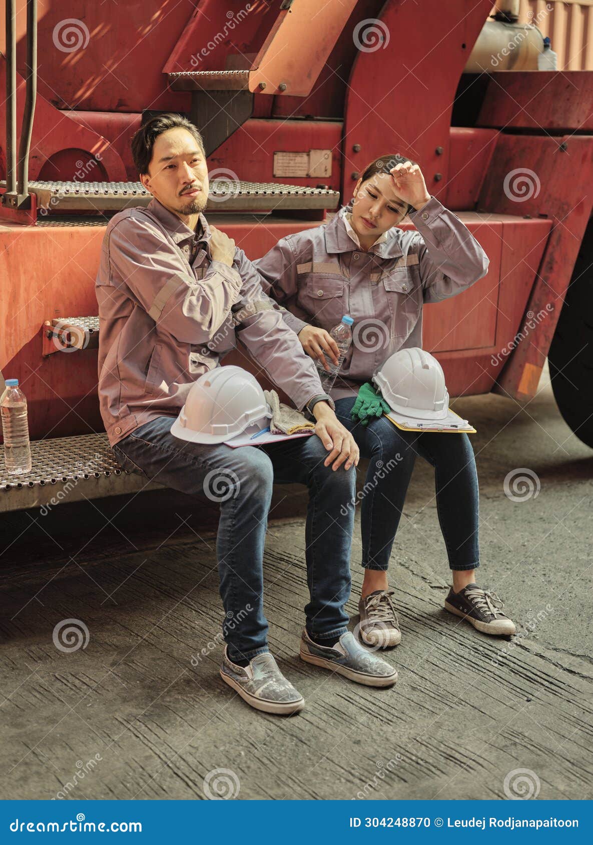 Team of Engineers Resting Relax Time and Drinking Water Stock Photo ...