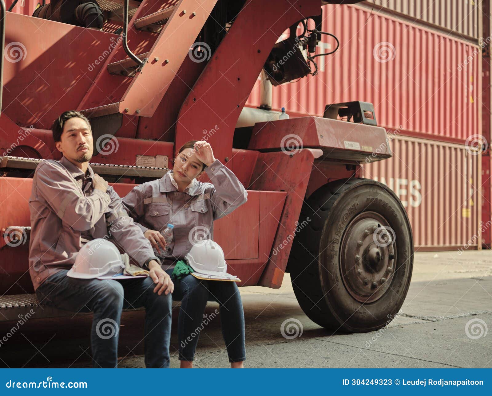 Team of Engineers Resting Relax Time and Drinking Water Stock Image ...