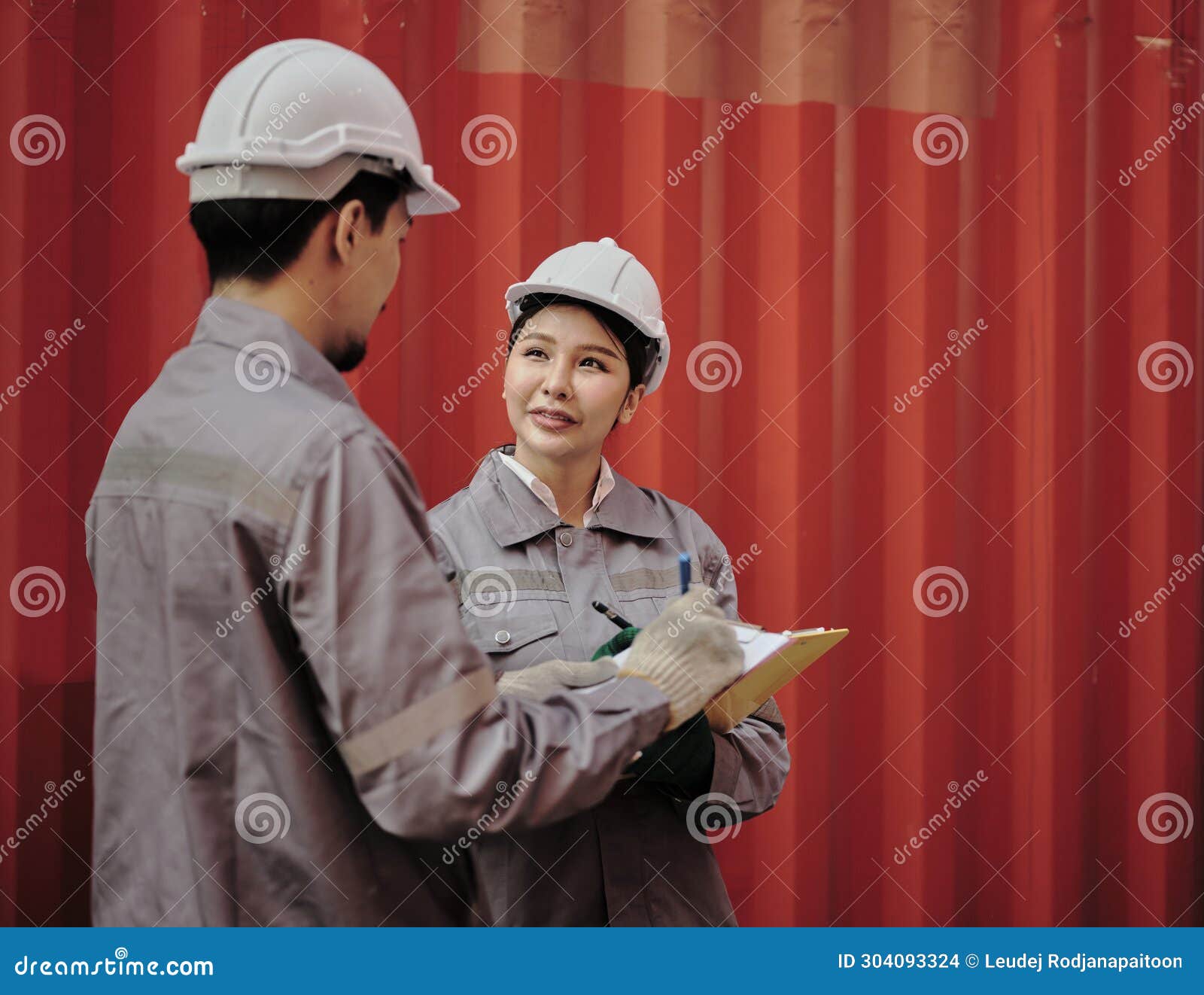 A Team of Engineers Talks To Managers at the Container Cargo Stock Photo - Image of import ...