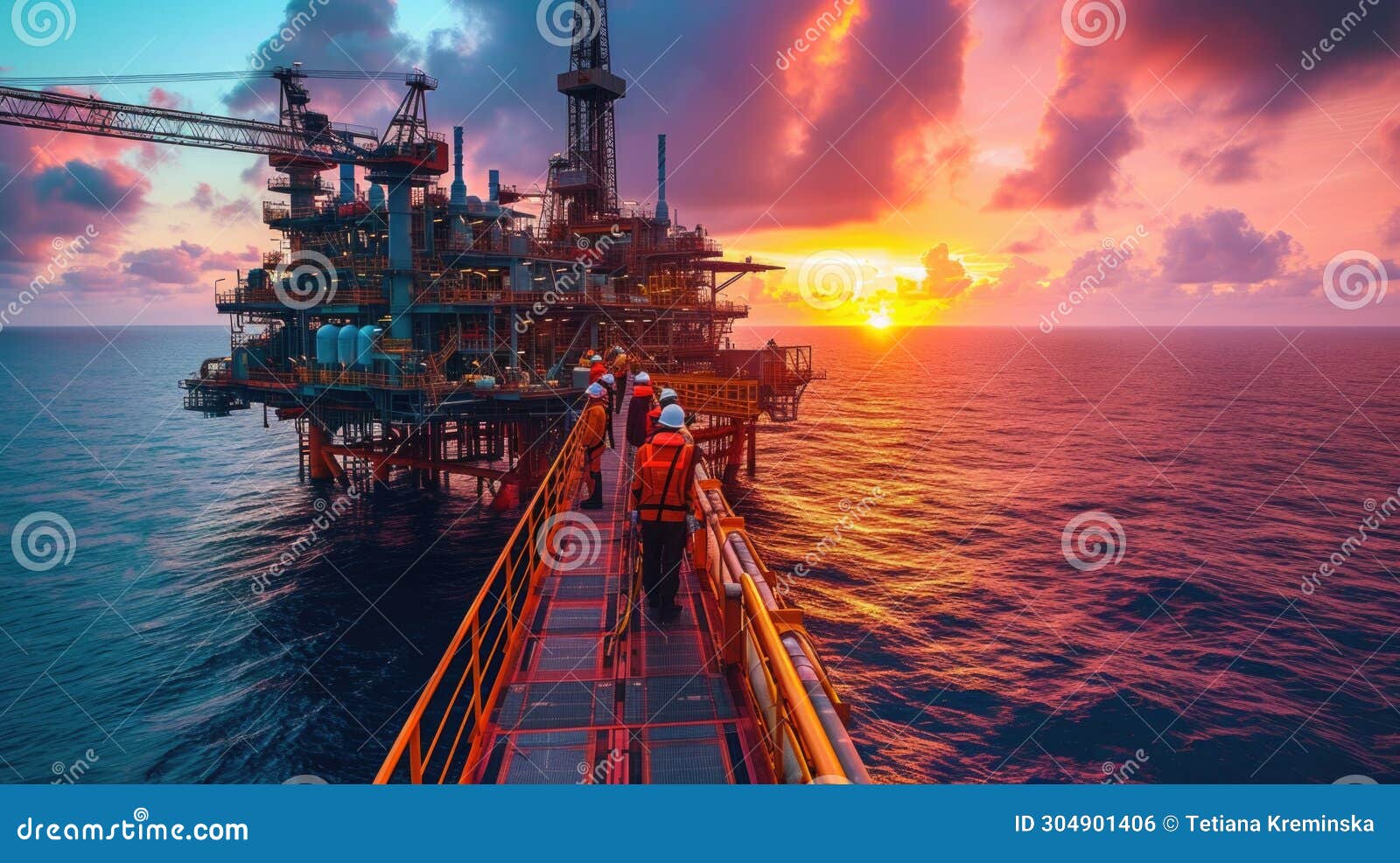 A Team of Engineers and Technicians Working Meticulously on an Offshore ...