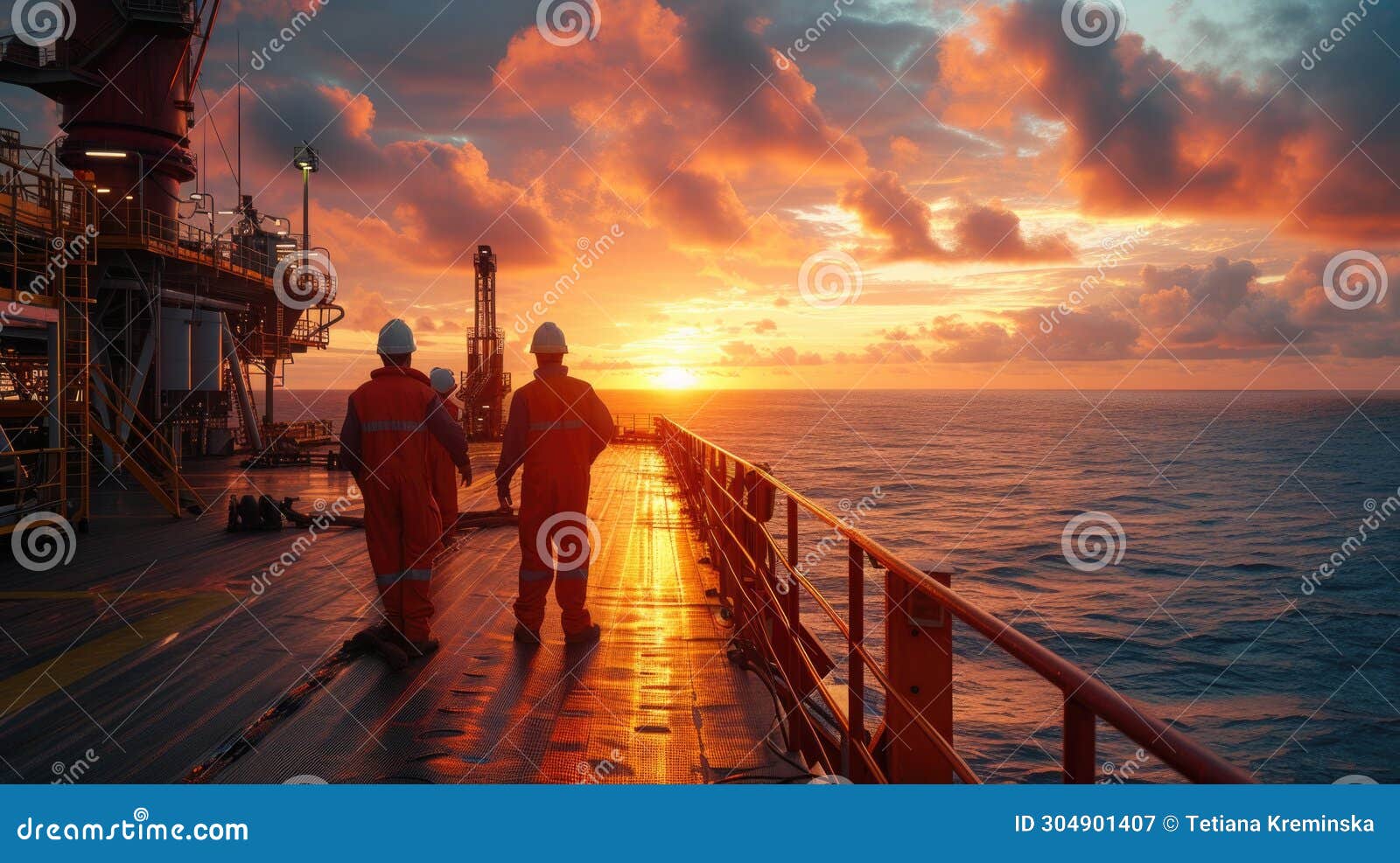 A Team of Engineers and Technicians Working Meticulously on an Offshore ...