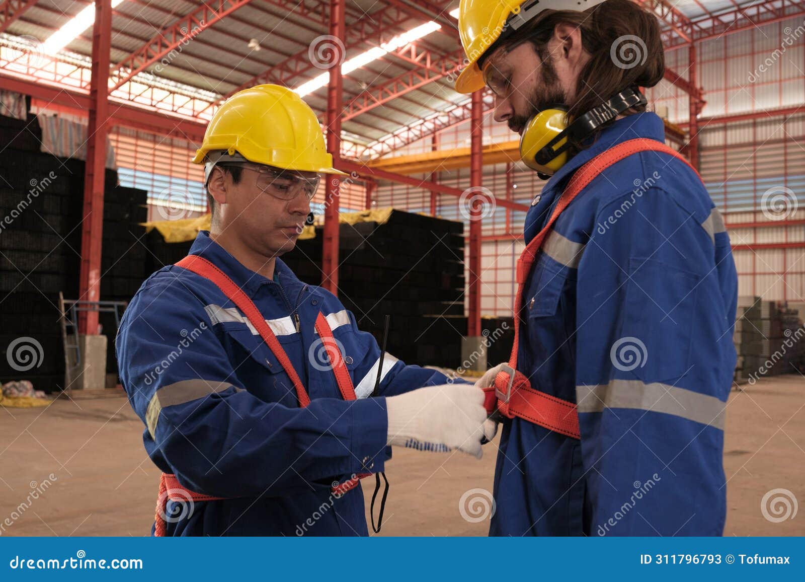 Team of Engineers or Workers Getting Safety Suits and Helmet Stock ...