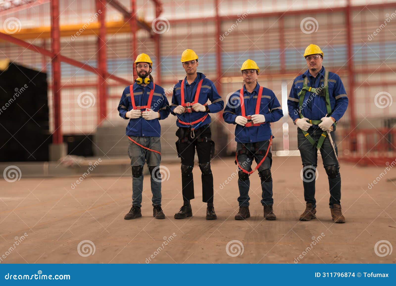 Team of Engineers or Workers Getting Safety Suits and Helmet Stock ...