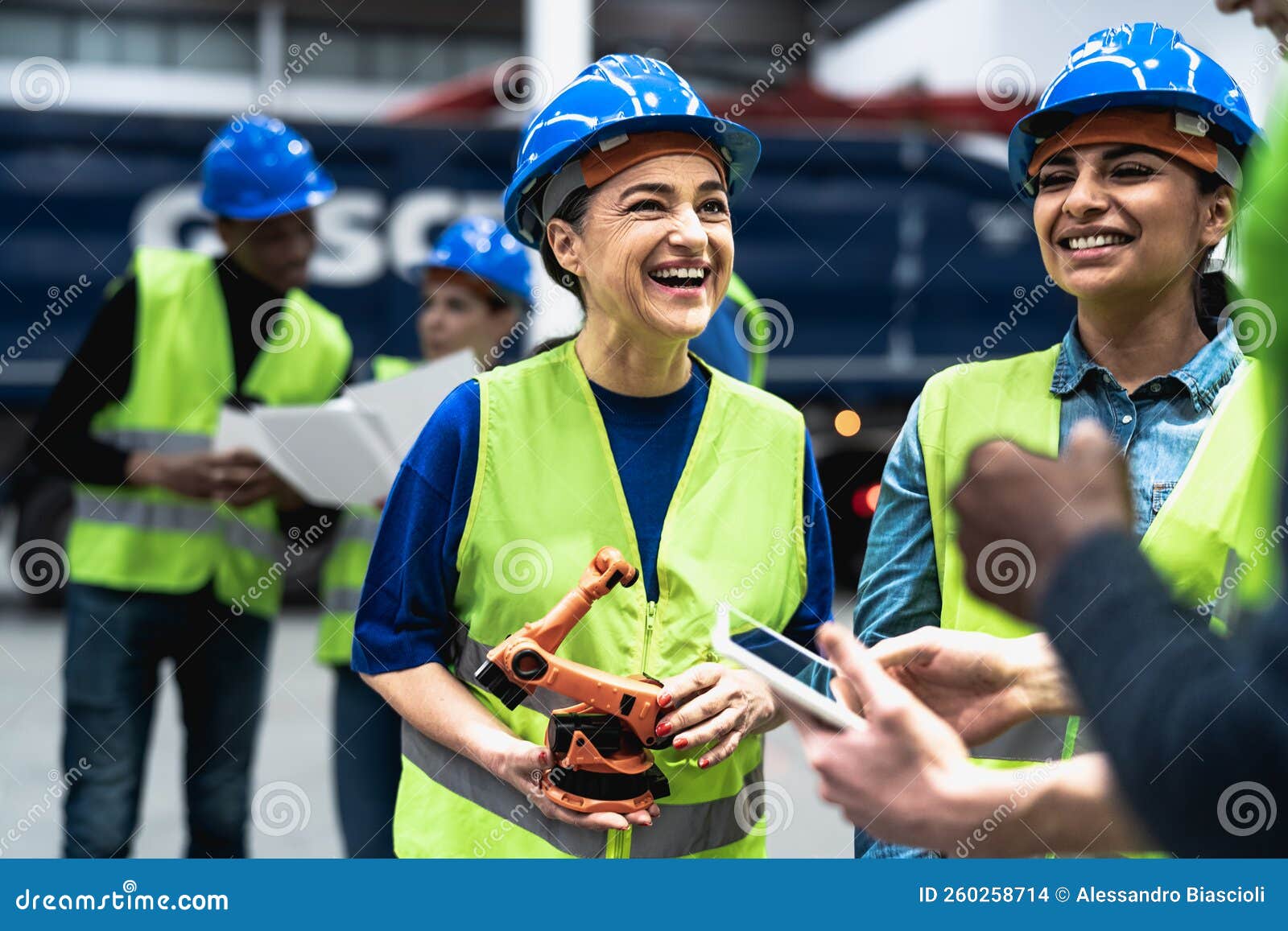 Team of Engineers Working in Robotic Factory Stock Photo - Image of ...