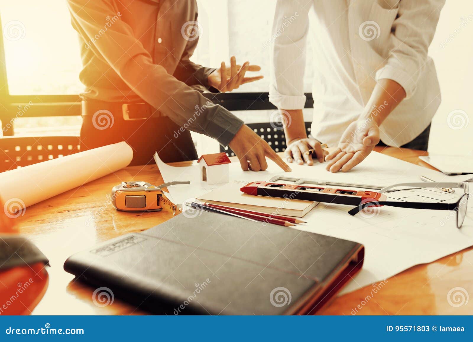 Team of Engineers Working Together. Stock Image - Image of drawing ...