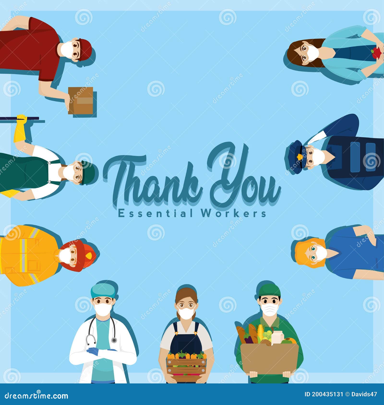 Team Essential Workers Cartoon Vector | CartoonDealer.com #200435113