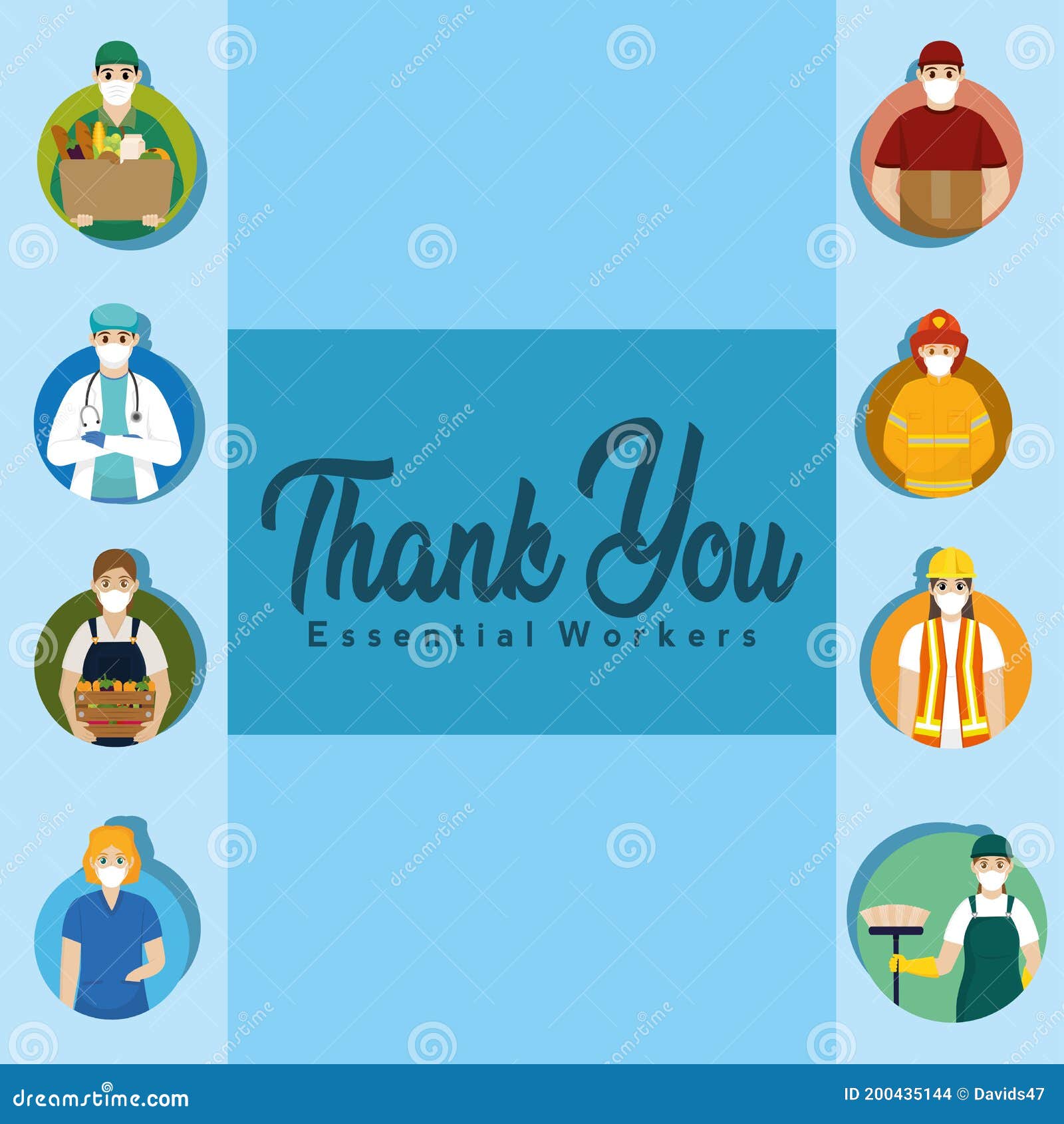 Team Essential Workers Cartoon Vector | CartoonDealer.com #200435113