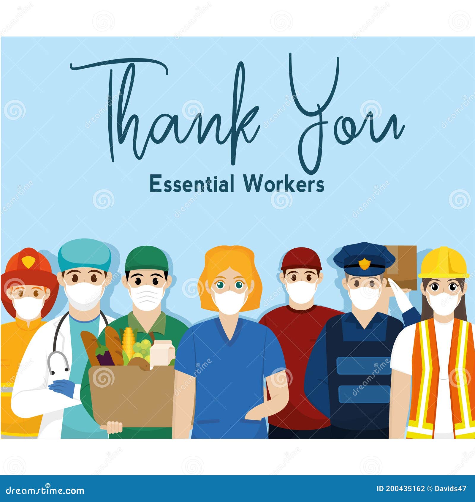 Team essential workers stock vector. Illustration of frontline - 200435162