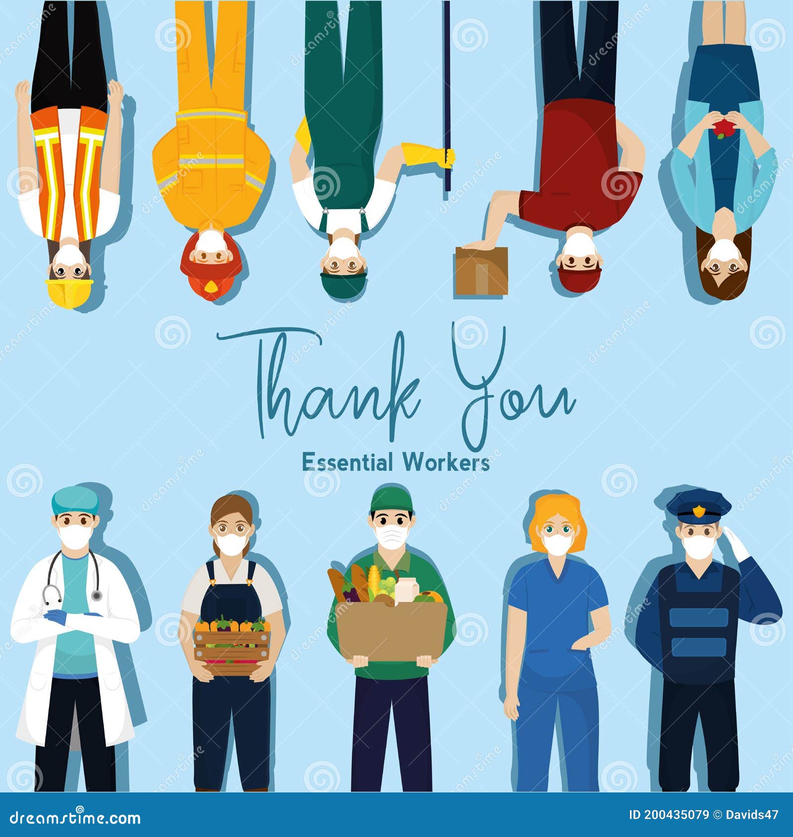 Team essential workers stock vector. Illustration of 2019ncov - 200435079