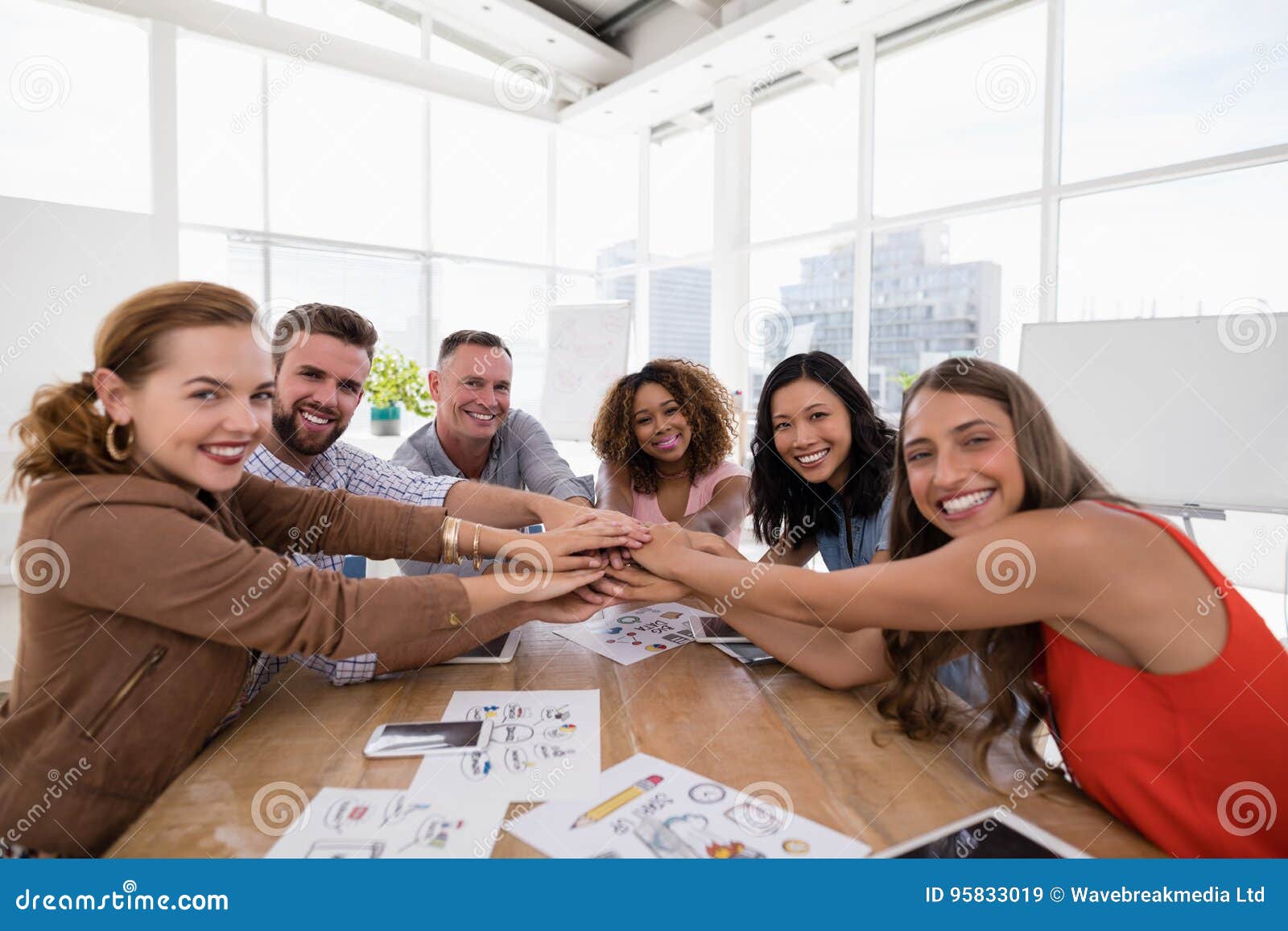 Team of Executives Forming Hand Stack in the Office Stock Image - Image ...