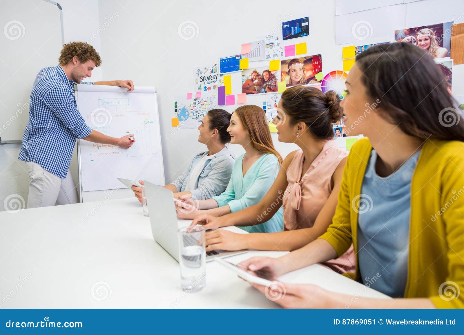 Team of Executives Having Discussion Over Flip Chart Stock Image ...