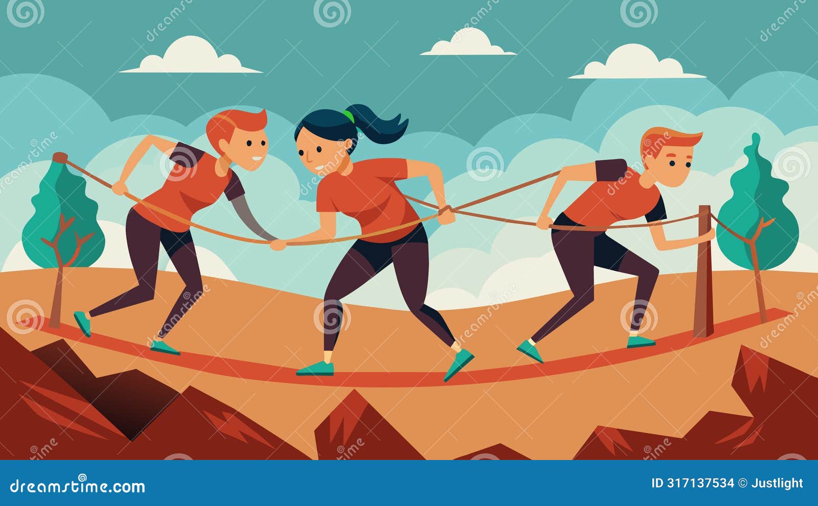 A Team of Exhausted but Determined Runners Helping Each Other through a ...