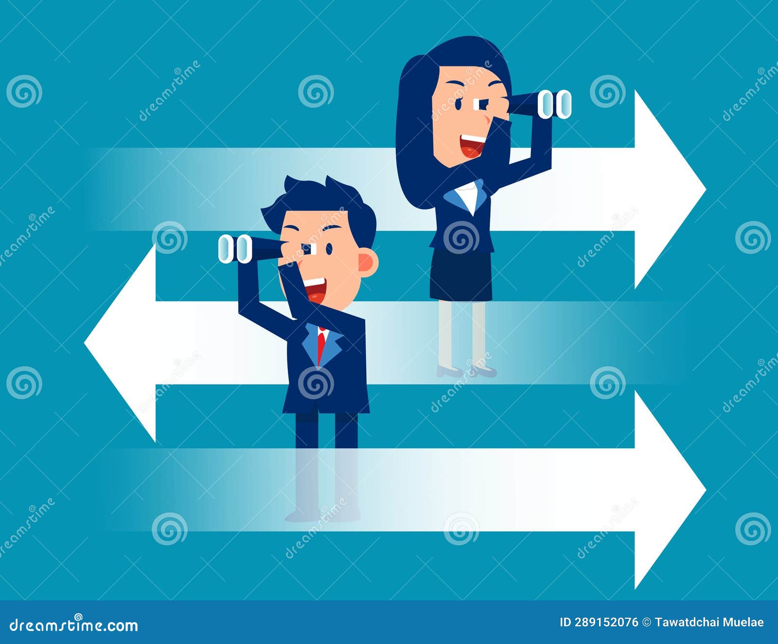 Team Explore Different Directions. Business Vector Illustration Stock ...