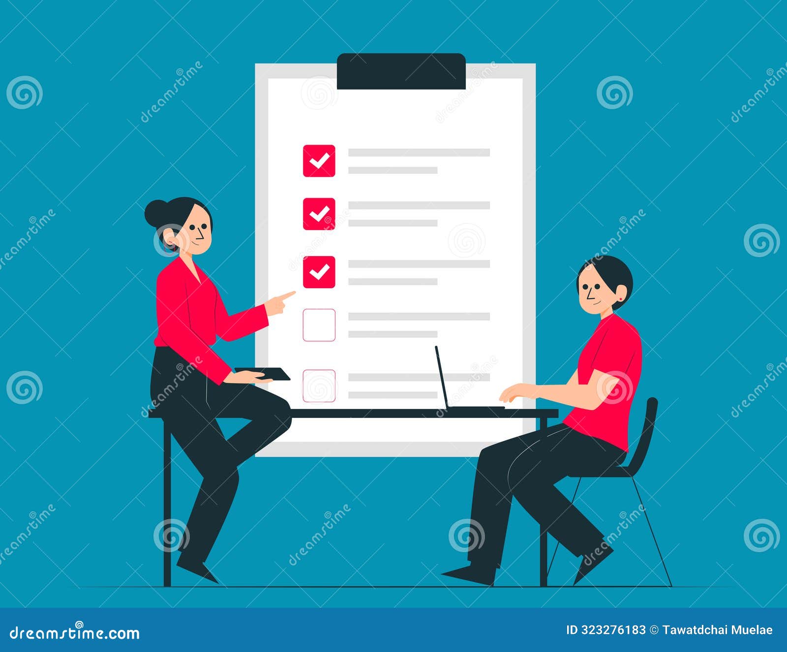 Team Fill Out Checklist. Todo List Vector Concept Stock Vector ...