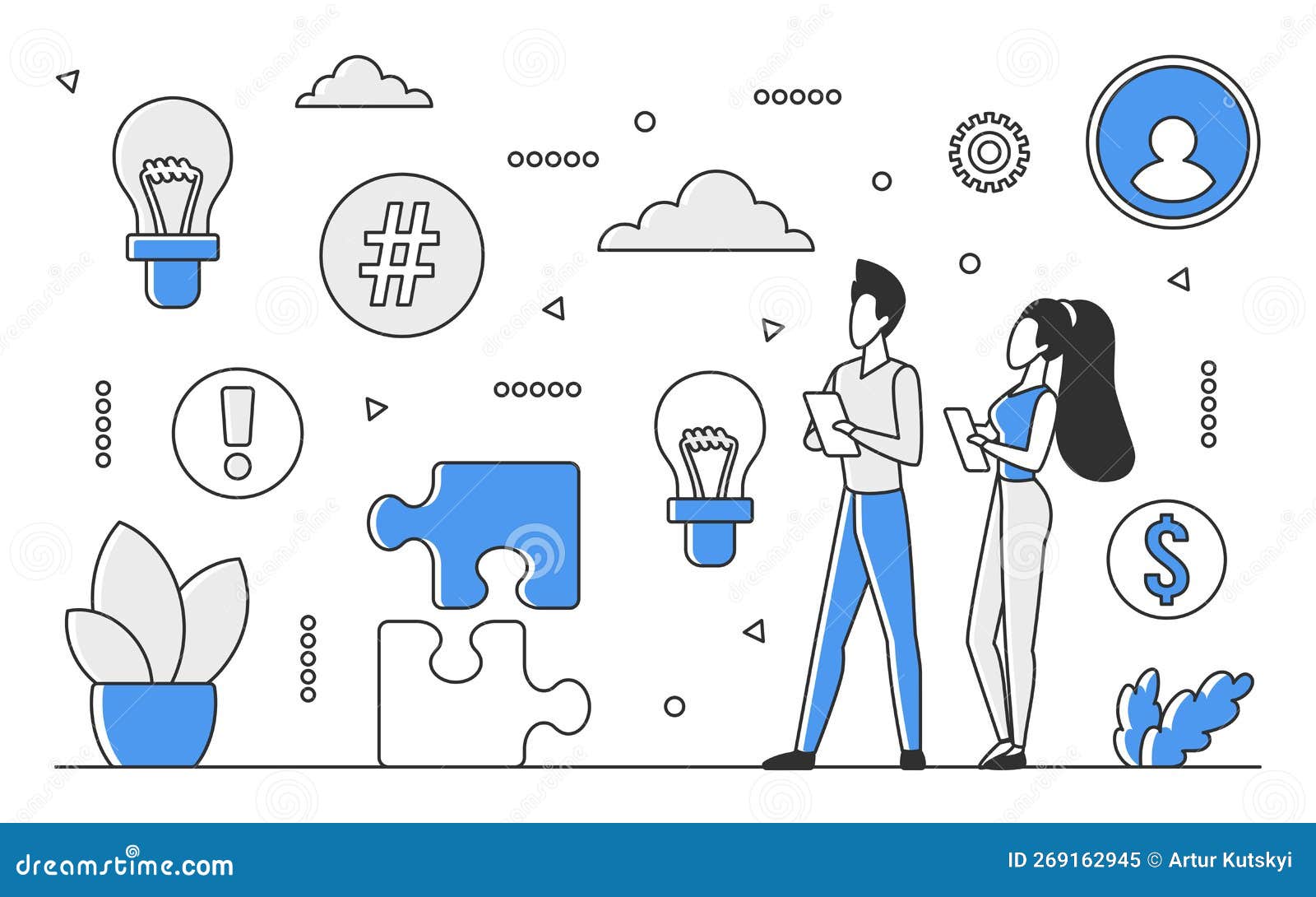 Team Finding Business Solution Stock Illustration - Illustration of ...