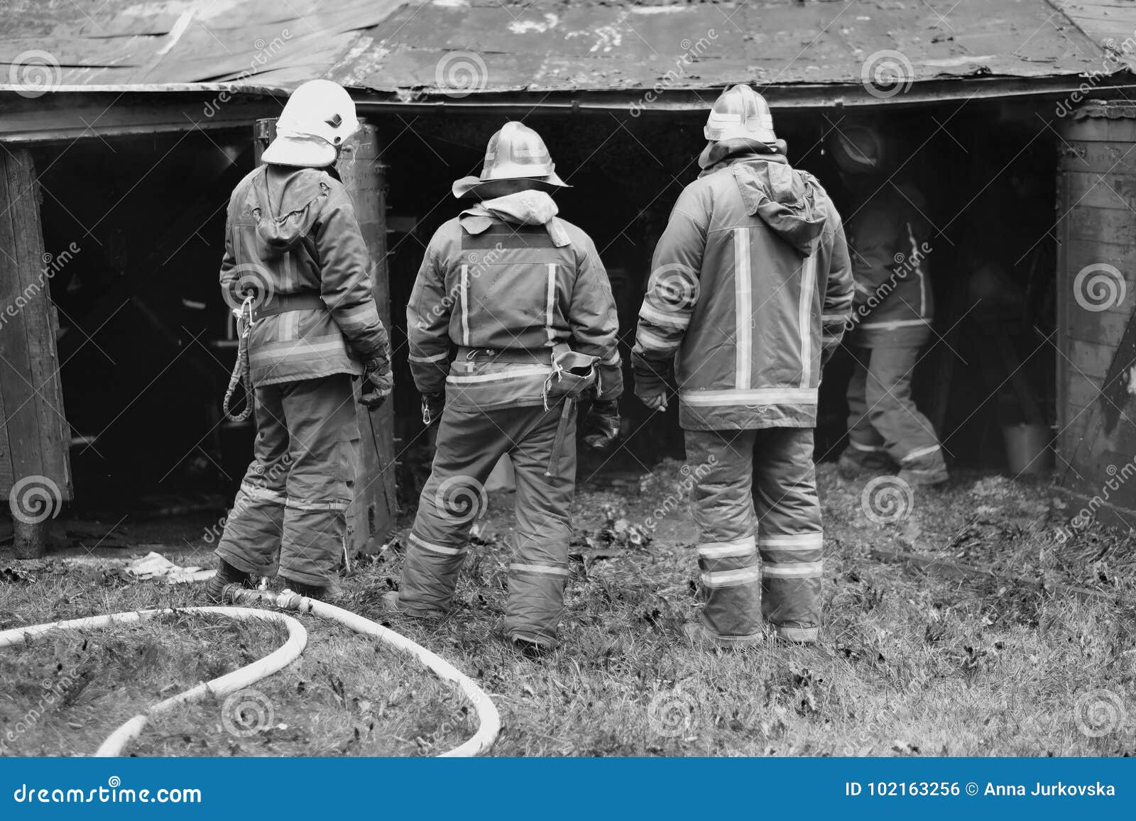 Fire brigade after work editorial photo. Image of damage - 102163256