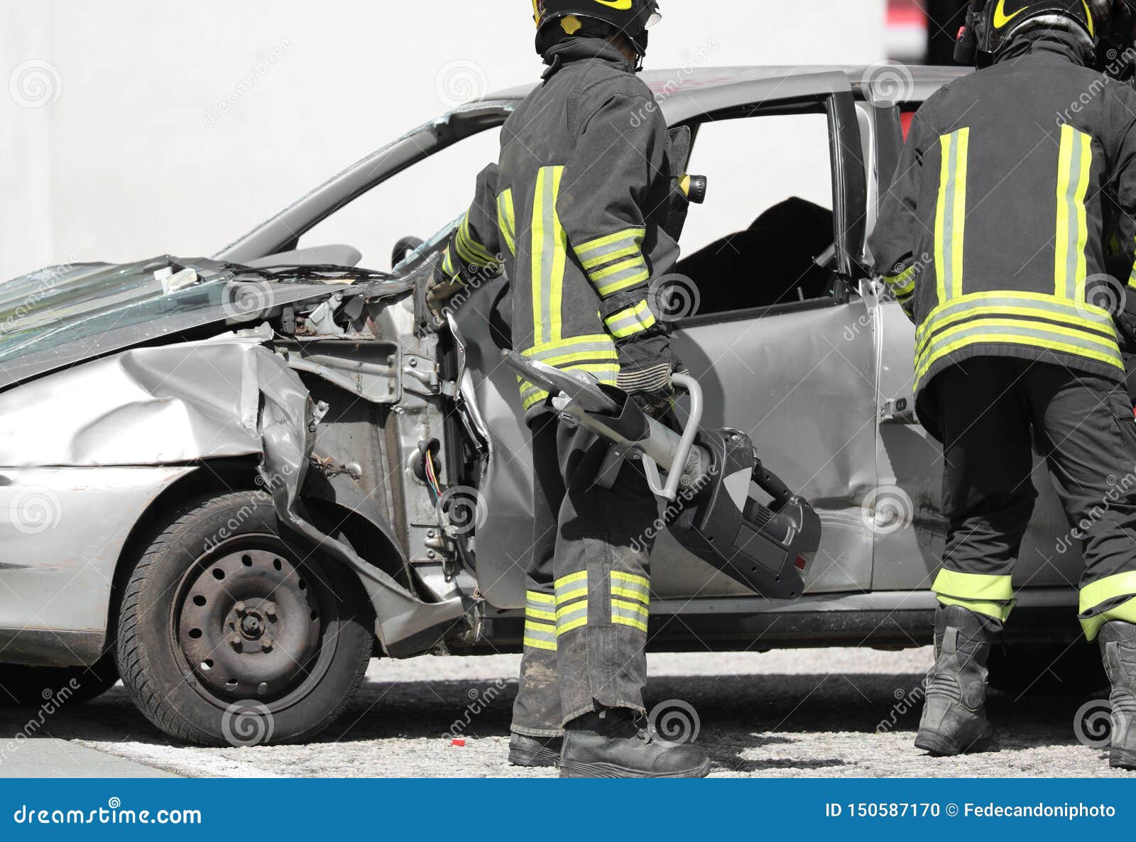 Team of Firefighters with Shears Stock Photo - Image of firefighting ...