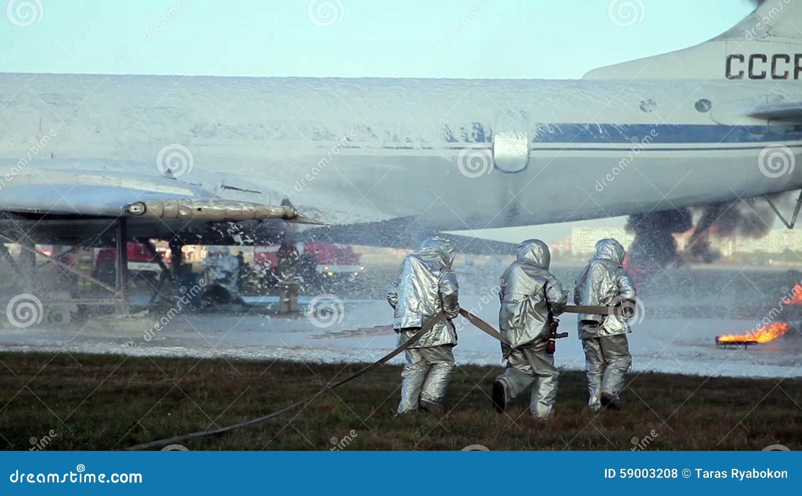 The Team Fireproof Suits with Fire Hose Stock Footage - Video of ...